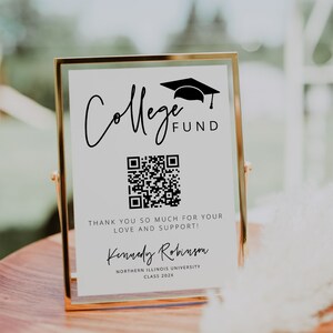College Fund Sign, Graduation QR Code Sign Printable, Graduation Venmo ...