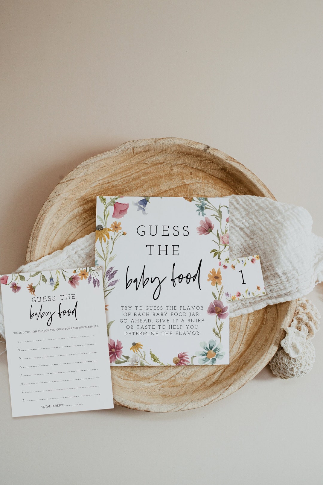 Guess the Baby Food Game, Wildflower Baby Shower Game, Girl Baby Shower ...