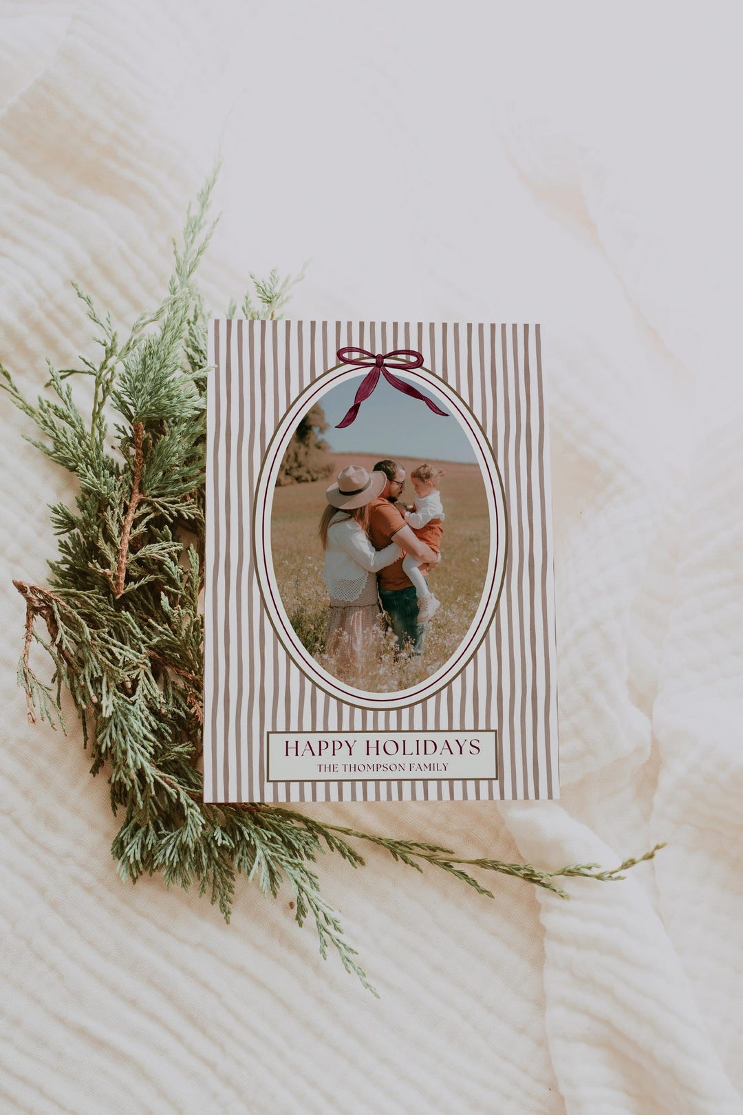 Neutral Holiday Photo Card Template Canva, Editable Merry Christmas ...