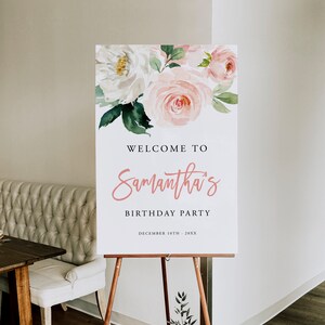 Floral Shower Welcome Sign Template, Flower Birthday Party Sign, Floral ...