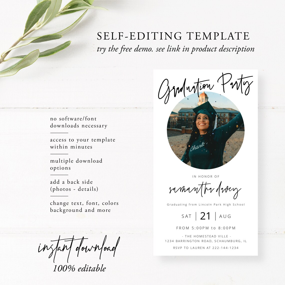 Electronic Graduation Invitation Template College Grad Photo - Etsy