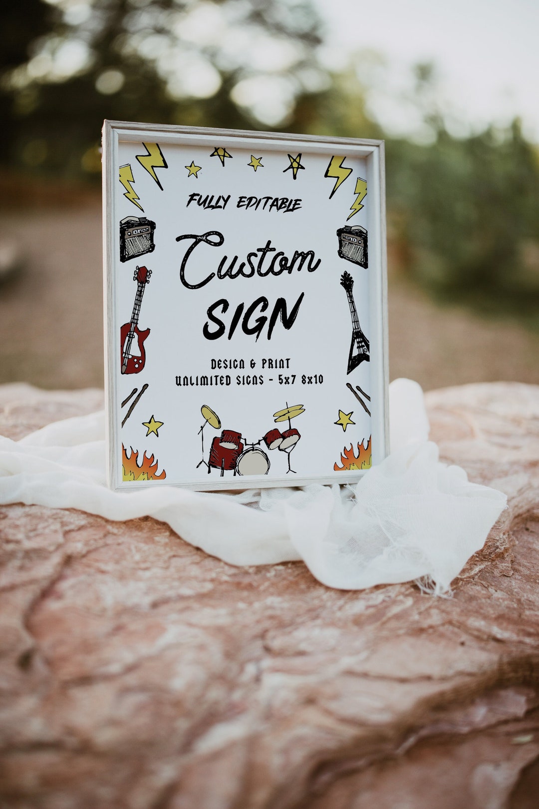 Rock and Roll Custom Sign, Rocked Birthday, Rock Star Baby Shower Sign ...