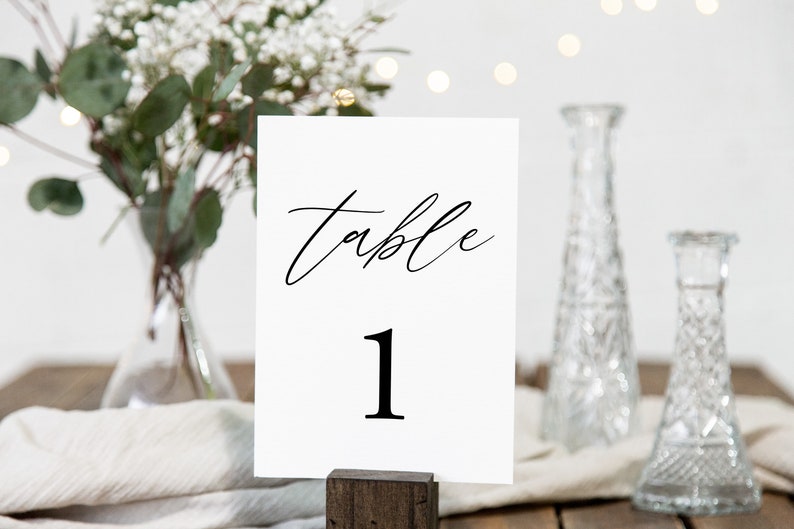 Elegant Table Number Card Template Rustic Wedding Table - Etsy