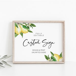 Lemon Custom Sign Template, Summer Lemon Bridal Shower, Table Sign ...