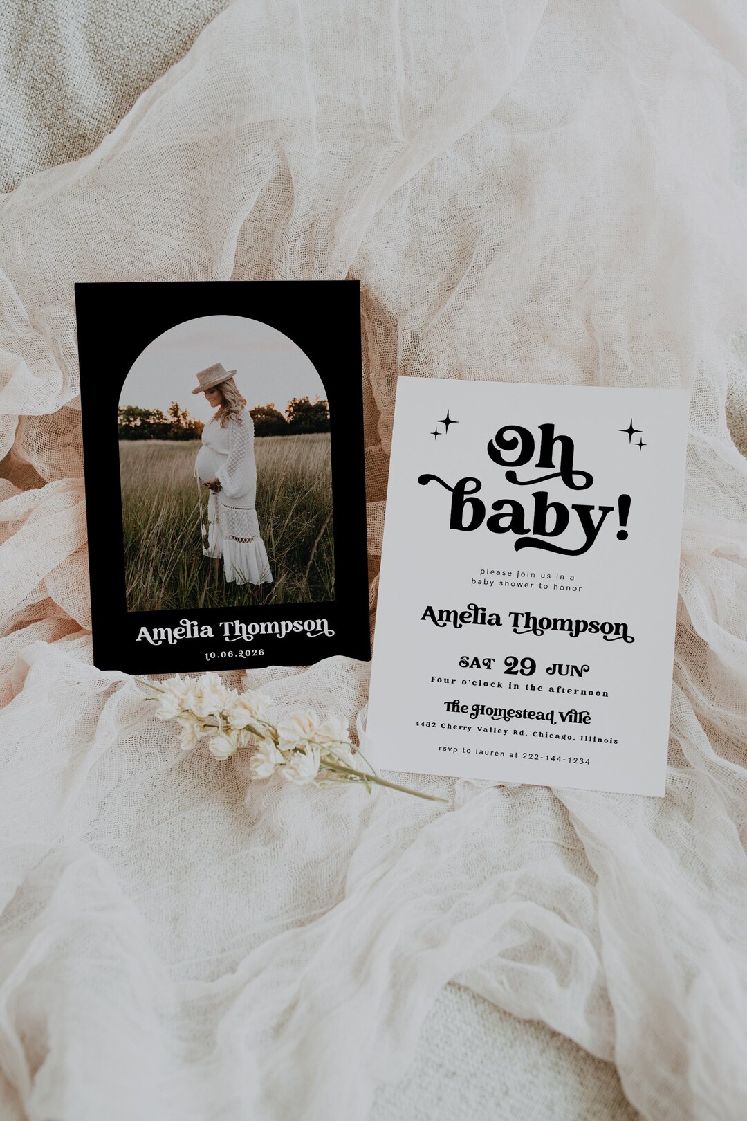 Retro Baby Shower Invitation Template, Groovy Baby Shower, Boho Baby ...