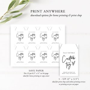 Editable Tags Instant Download, Calligraphy, Custom Tag, Minimalist Tag ...