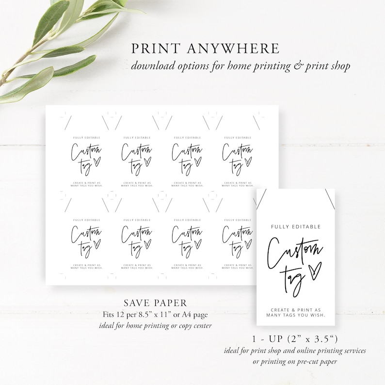 Editable Tags Instant Download Calligraphy Custom Tag - Etsy