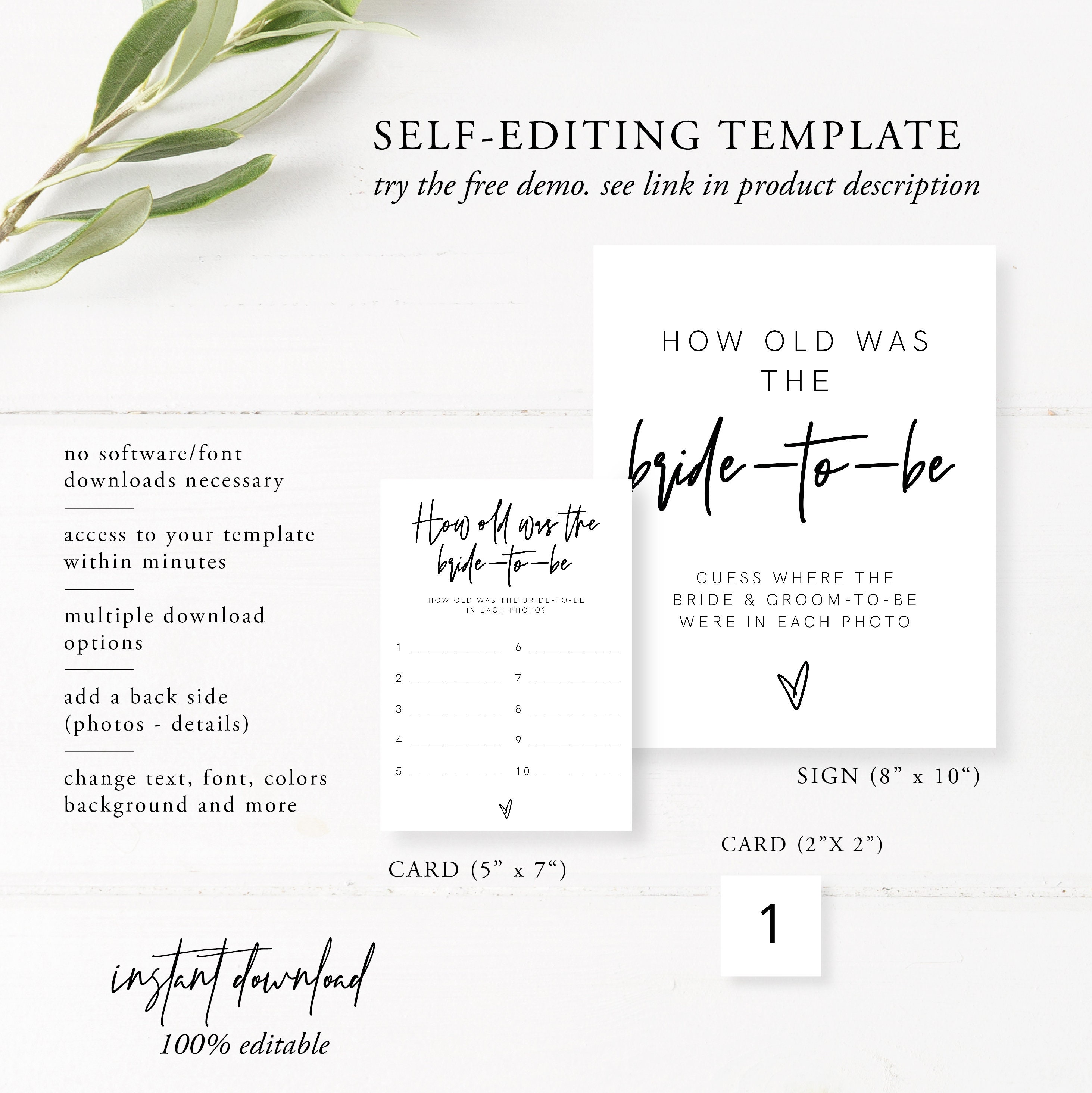 Bridal Shower How Old Were They Templates, Printable Bridal Shower ...