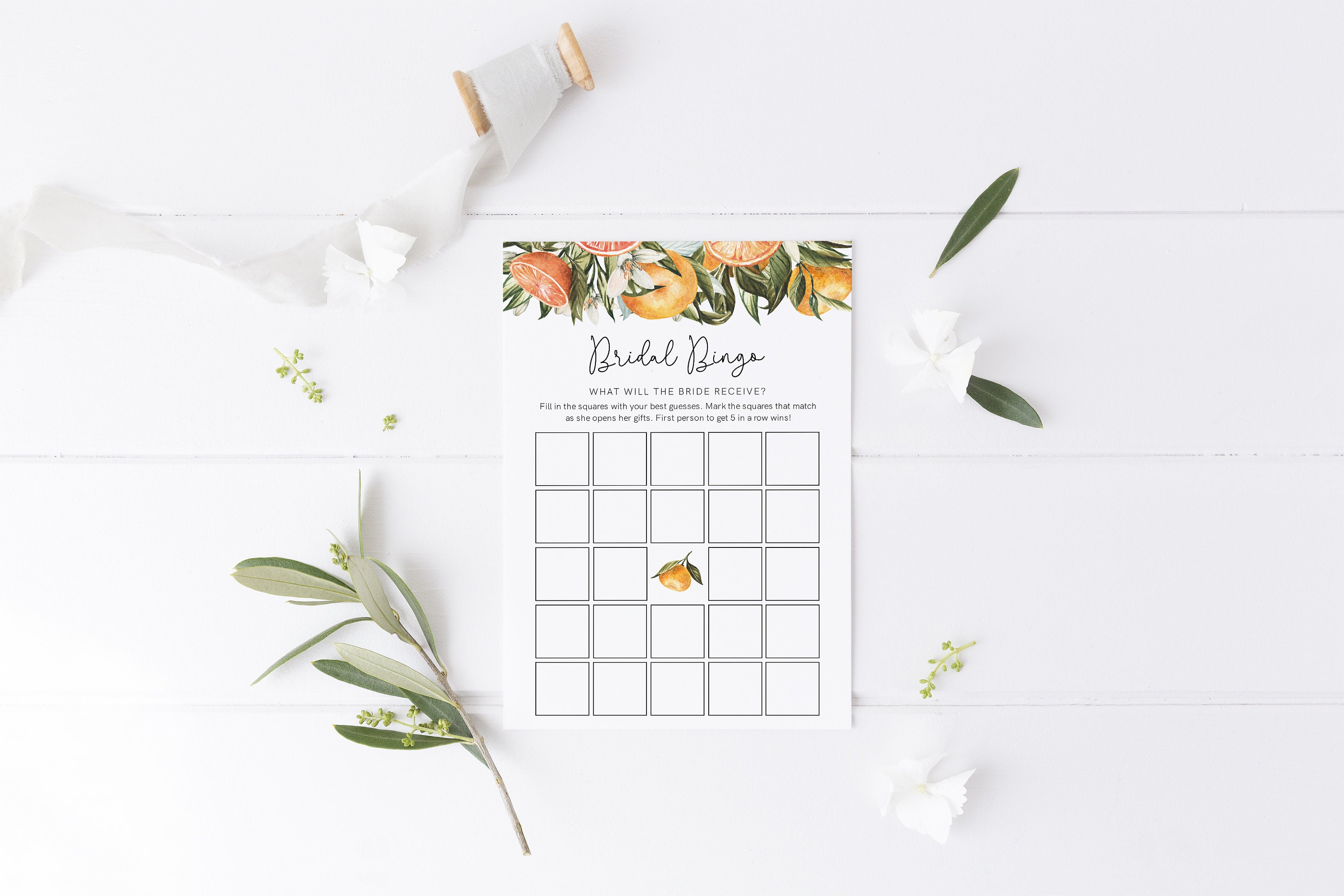 Bridal Bingo Game Bridal Shower Game Printable Summer Citrus | Etsy