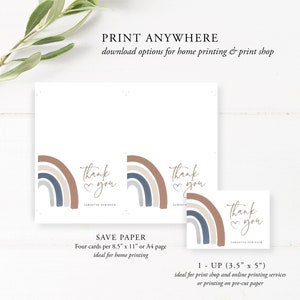 Rainbow Thank You Card, Template, Folded Thank You Note Card , Baby ...