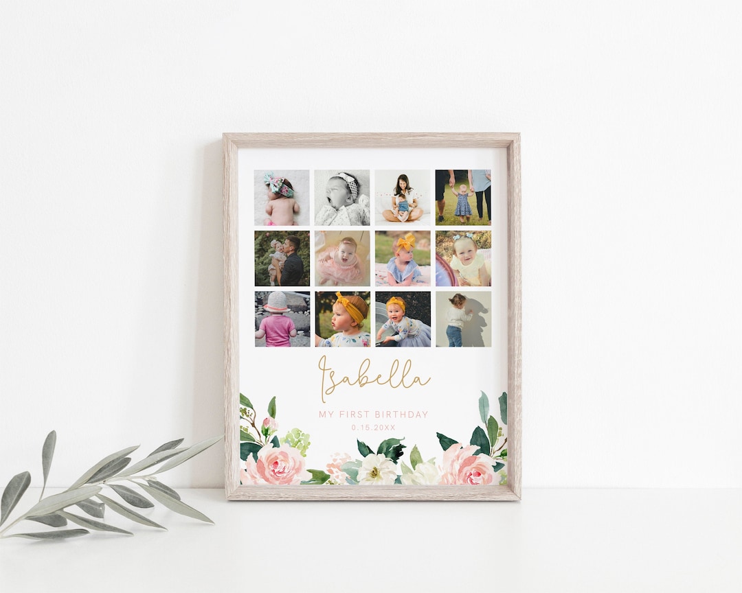 Modello di collage fotografico per il primo anno, collage fotografico ...