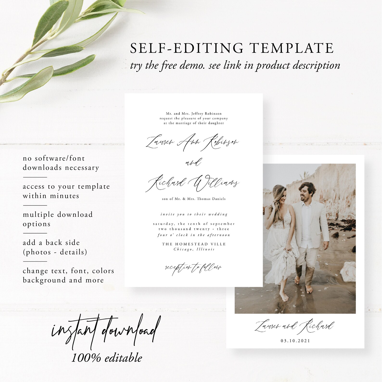 Elegant Wedding Invitation Calligraphy Elegant Font Rustic | Etsy