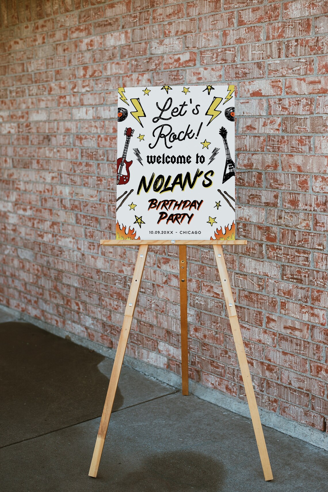 Rock and Roll Birthday Welcome Sign Template Boy Birthday - Etsy