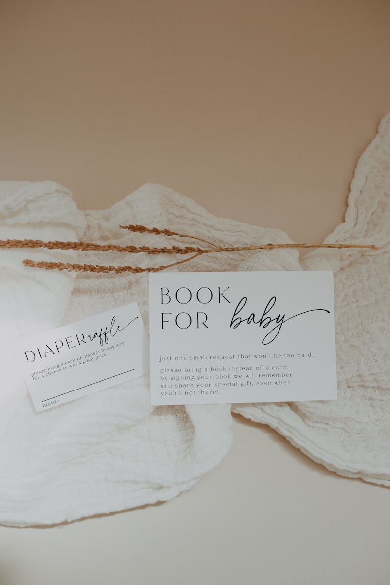Minimalist Books for Baby Diaper Card Editable Printable - Etsy