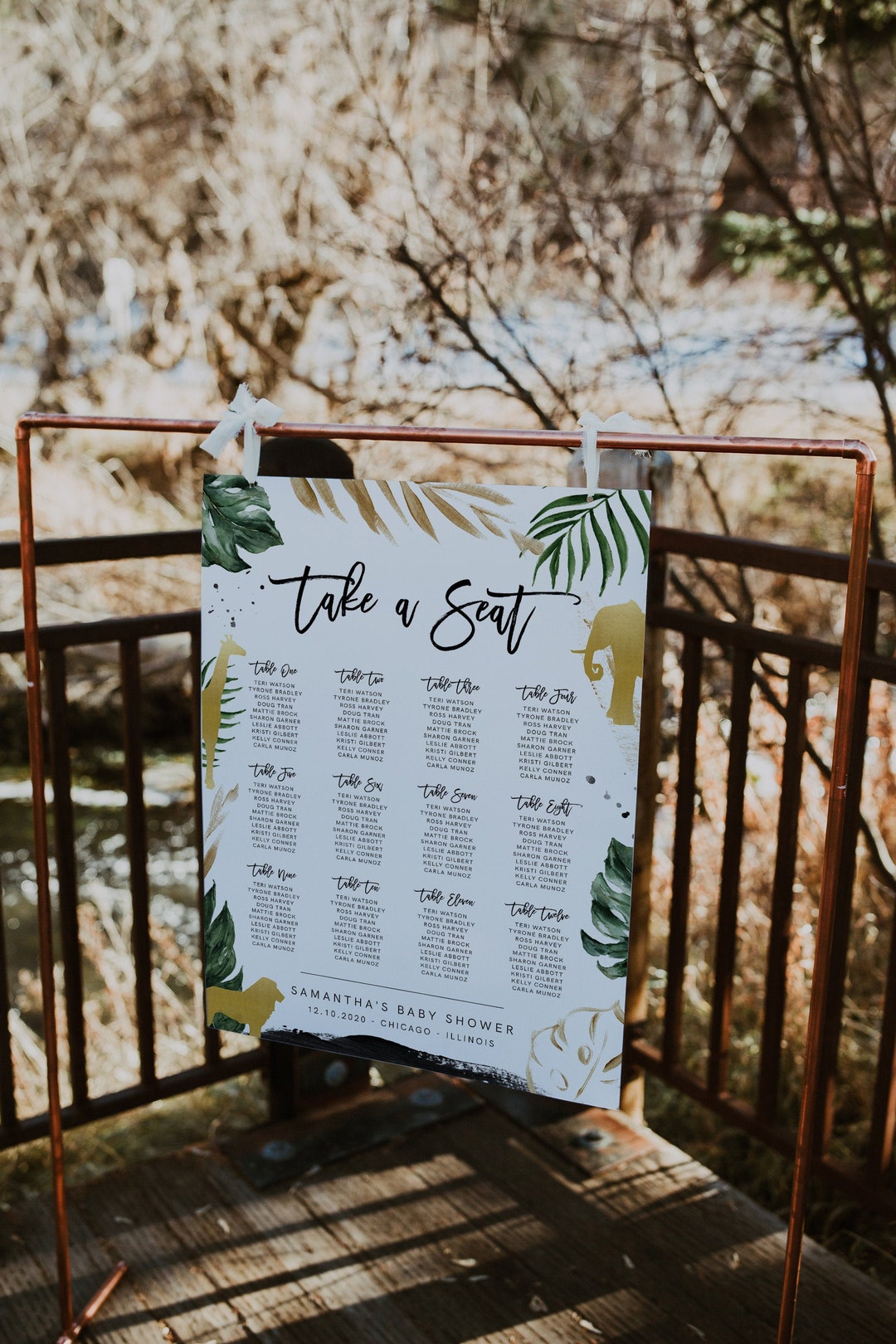 Safari Seating Chart Poster, Safari Baby Shower, Safari Seating Sign ...