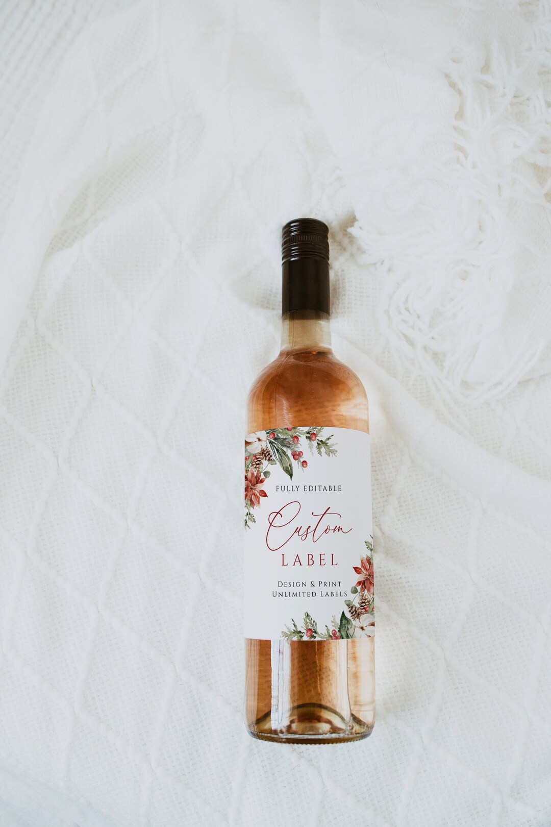 Christmas Wine Label Template, Custom Wine Labels, Editable Wine Labels ...