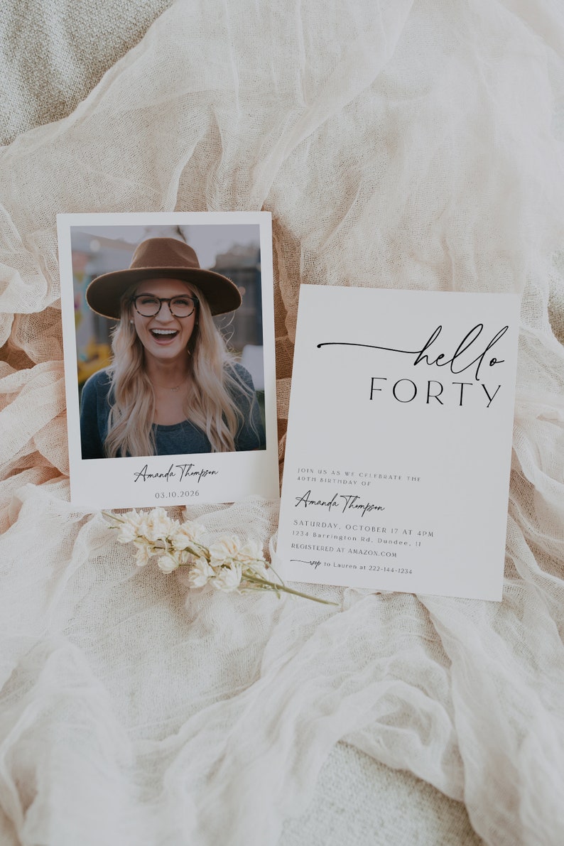 Hello Forty Birthday Invitation Template Adult Birthday - Etsy