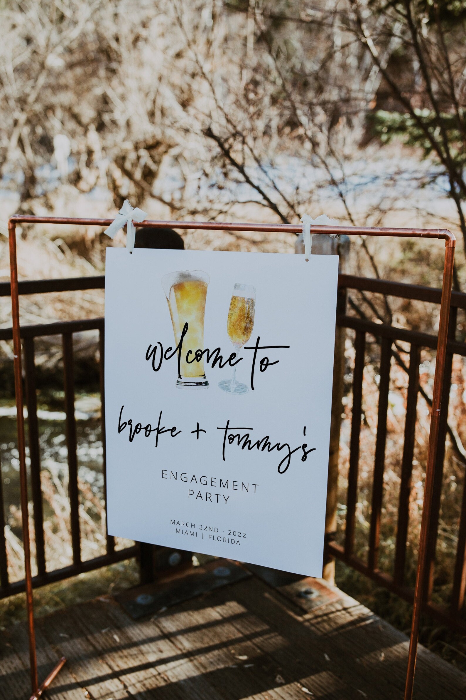 Bubbles and Brews Engagement Party Welcome Sign Template, Champagne and ...