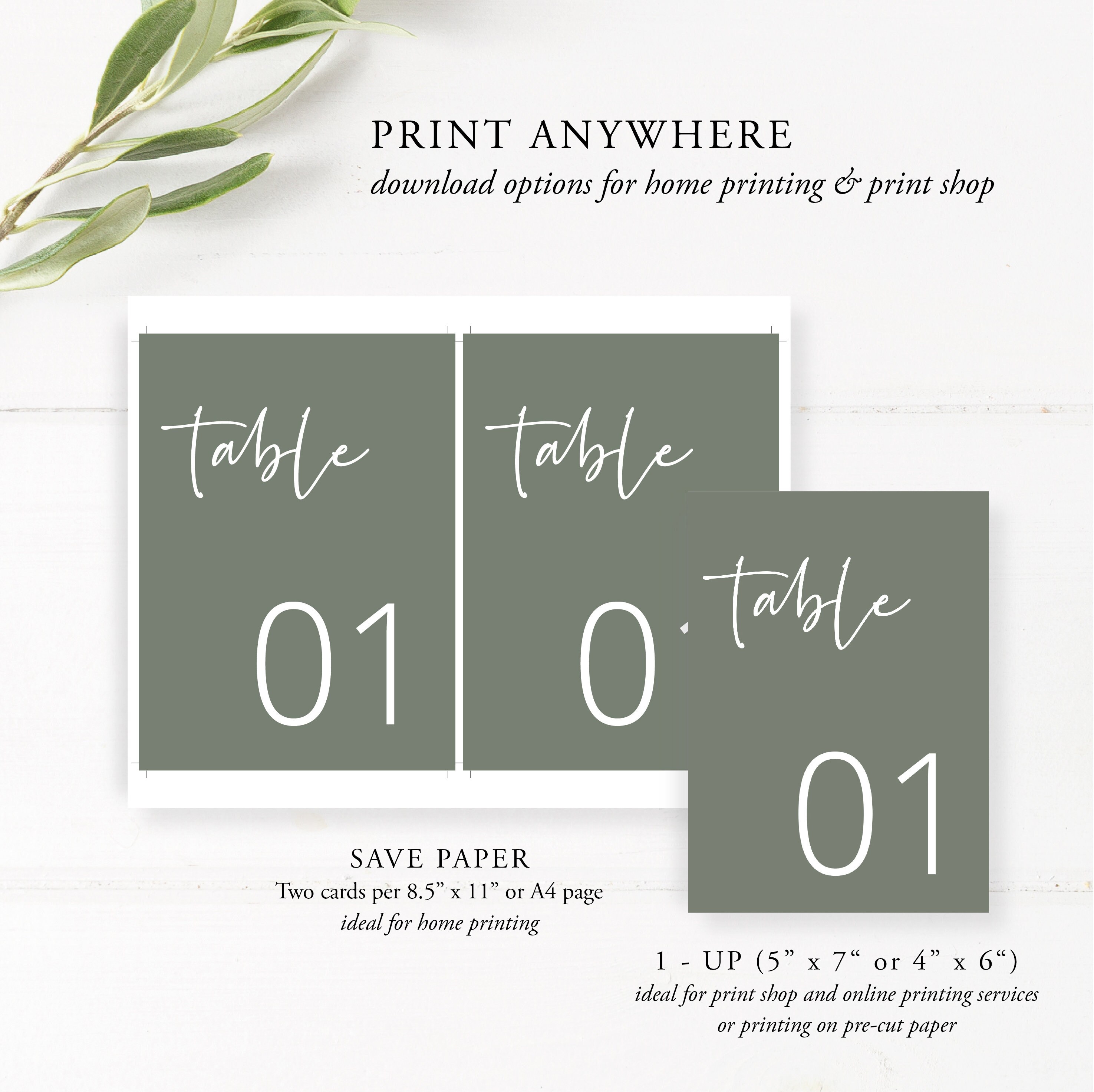 Boho Table Number Card Template, Sage Green Wedding, Wedding Table ...