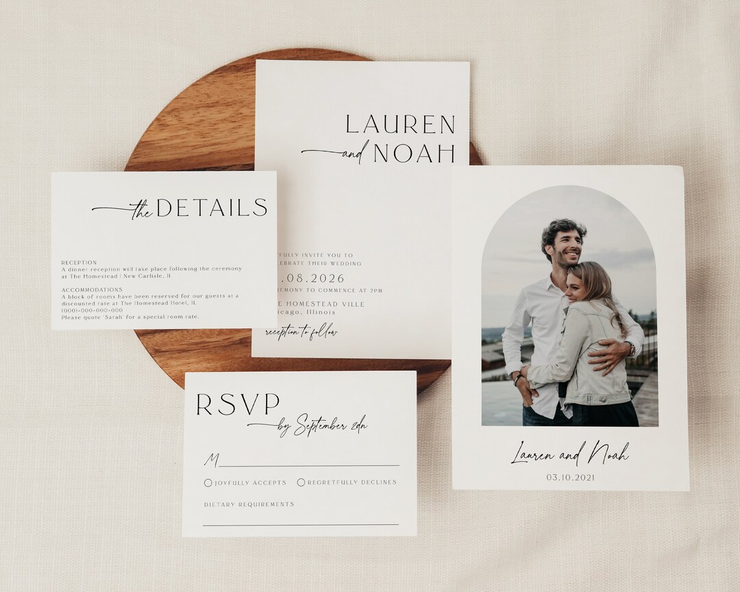 Wedding Invitation Set Template, Minimalist Wedding Invitation Set ...