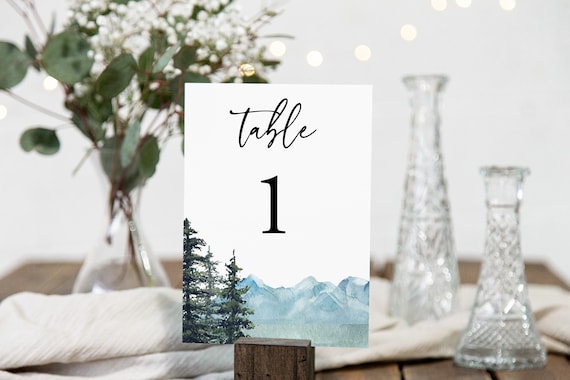 Mountain Table Number Cards Printable Mountain Pine Wedding - Etsy