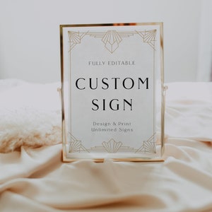 Art Deco Custom Sign Template, Art Deco Wedding or Table Sign, Create ...