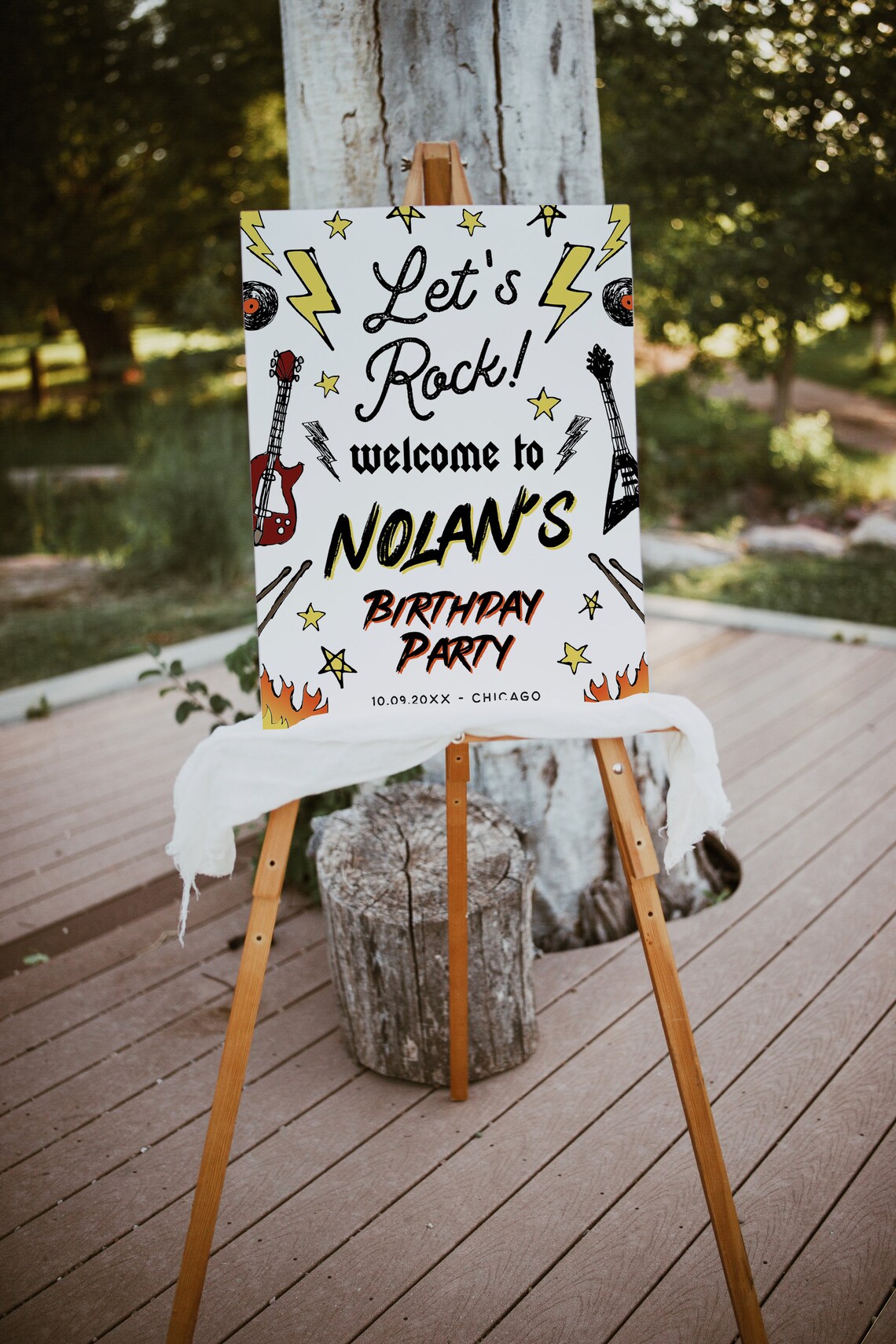 Rock and Roll Birthday Welcome Sign Template Boy Birthday - Etsy