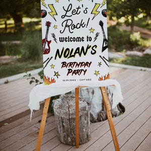 Rock and Roll Birthday Welcome Sign Template, Boy Birthday, Born to ...