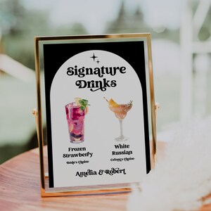 Printable Signature Cocktails Sign, Editable Signature Cocktails ...