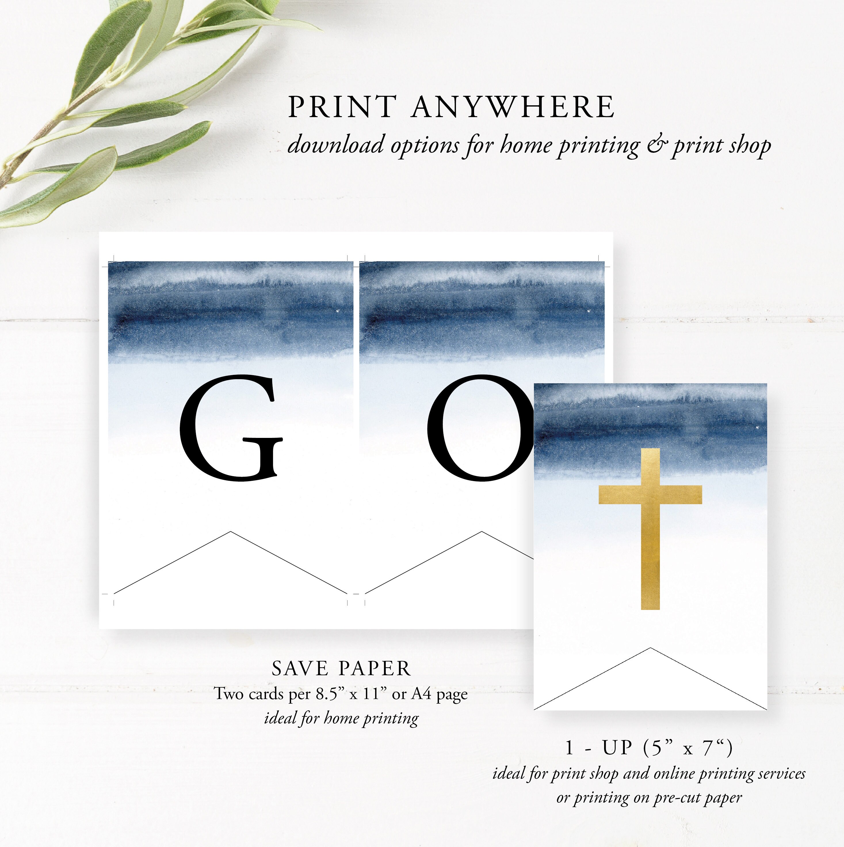 Blue Watercolor Baptism Banner Template (digital Download) - Etsy
