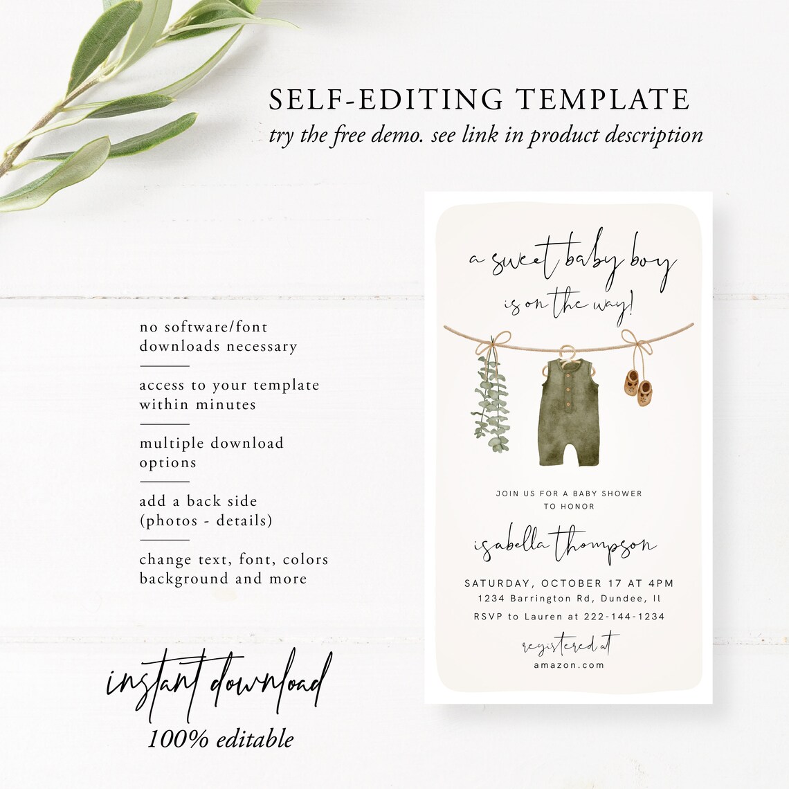 Boy Baby Shower Text Message Invitation Template Electronic - Etsy