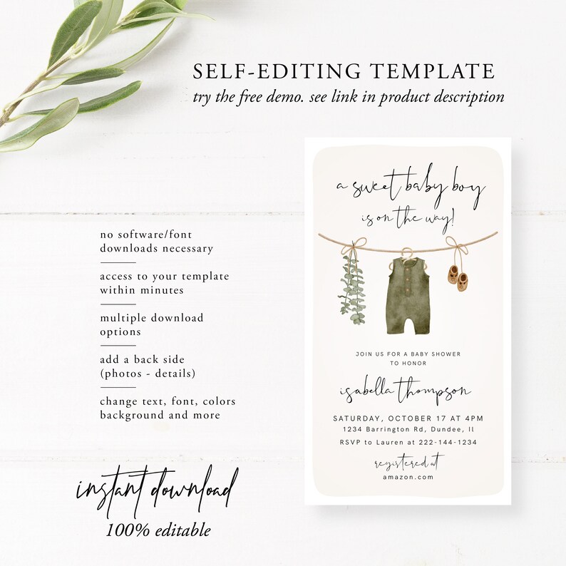 Boy Baby Shower Text Message Invitation Template Electronic - Etsy