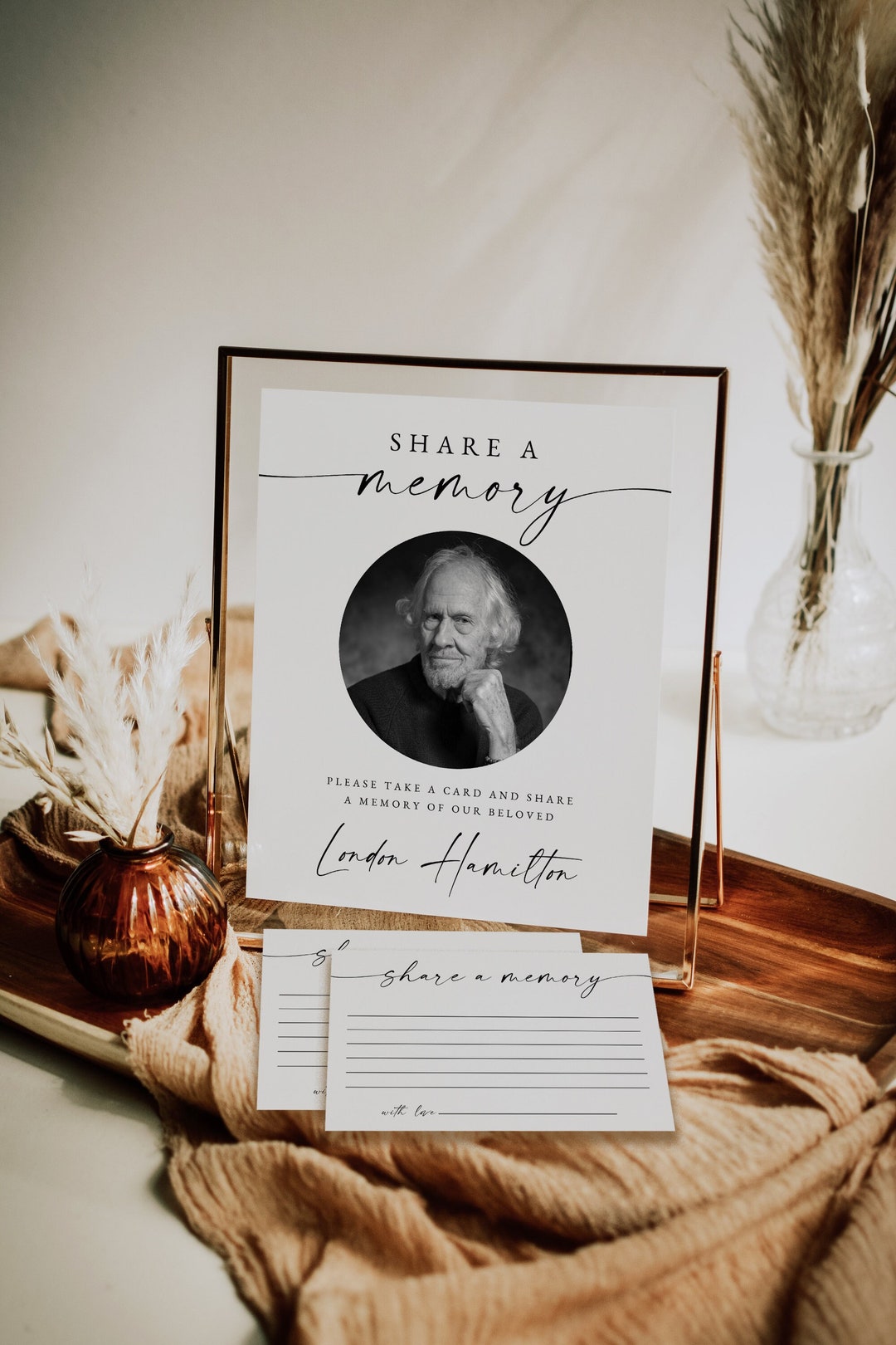 Share a Memory Funeral Sign and Share a Memory Card, Simple Funeral ...