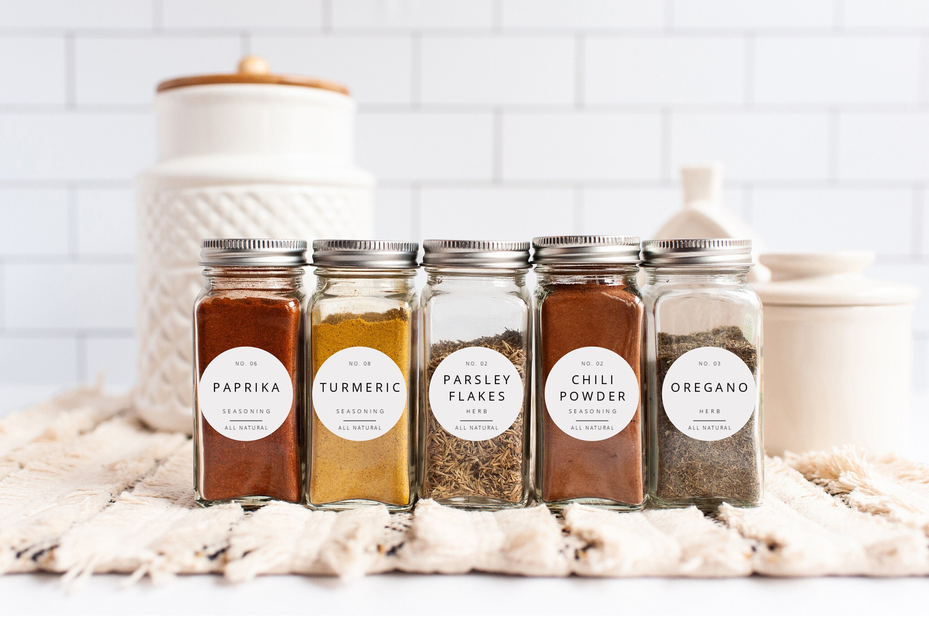 Spice Jar Round Labels Template, Minimalist Circle Spice Label, Modern ...