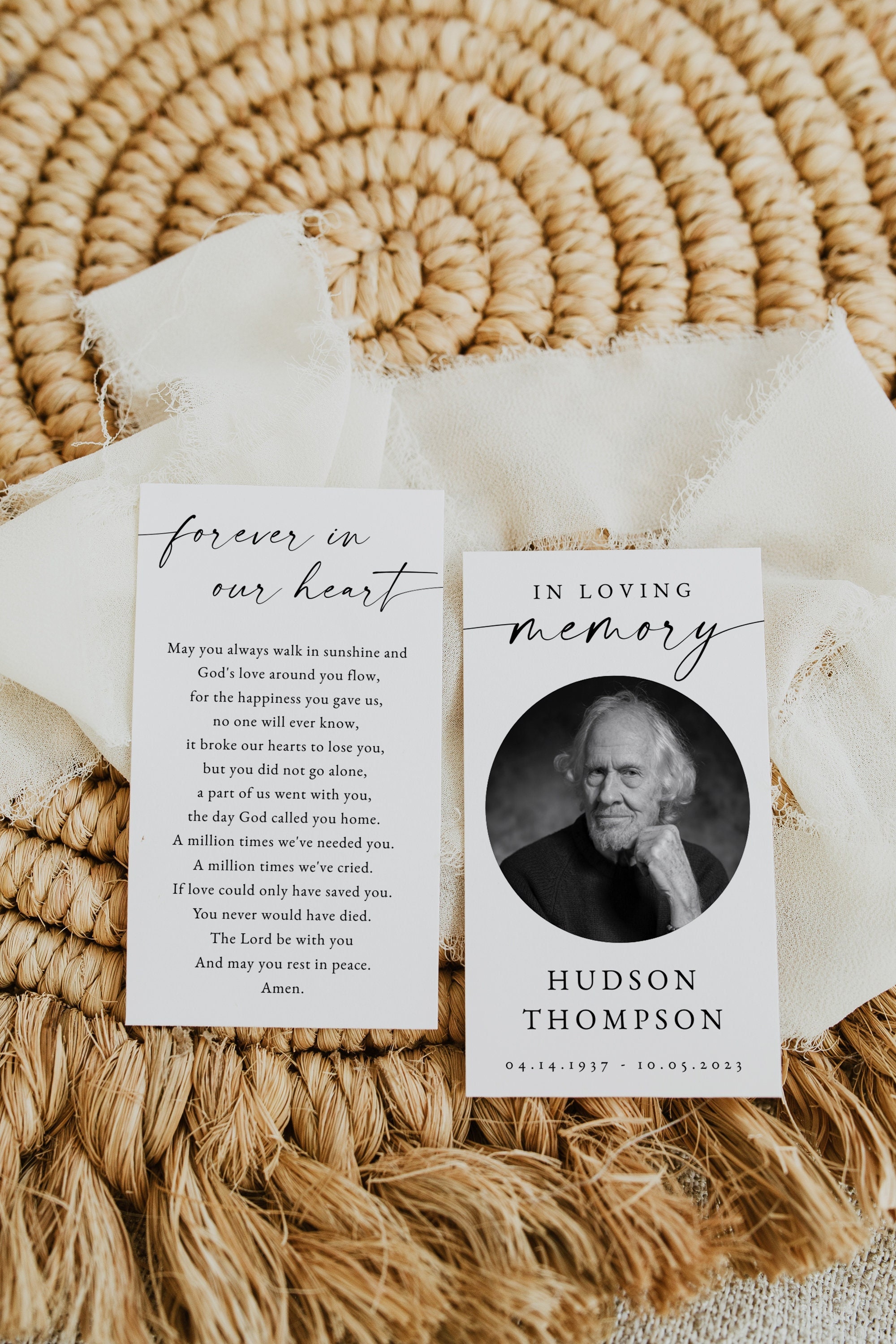Prayer Card, Memorial Card, Celebration of Life, Funeral Poem Card ...