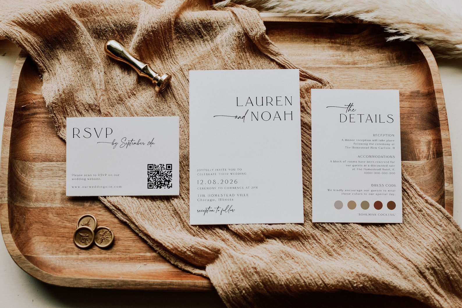 Wedding Invitation With QR Code RSVP Minimalist Wedding - Etsy