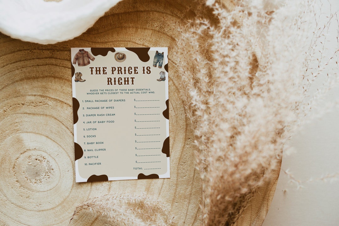 The Price is Right Baby Shower Game Template, Cowboy Baby Shower, West ...