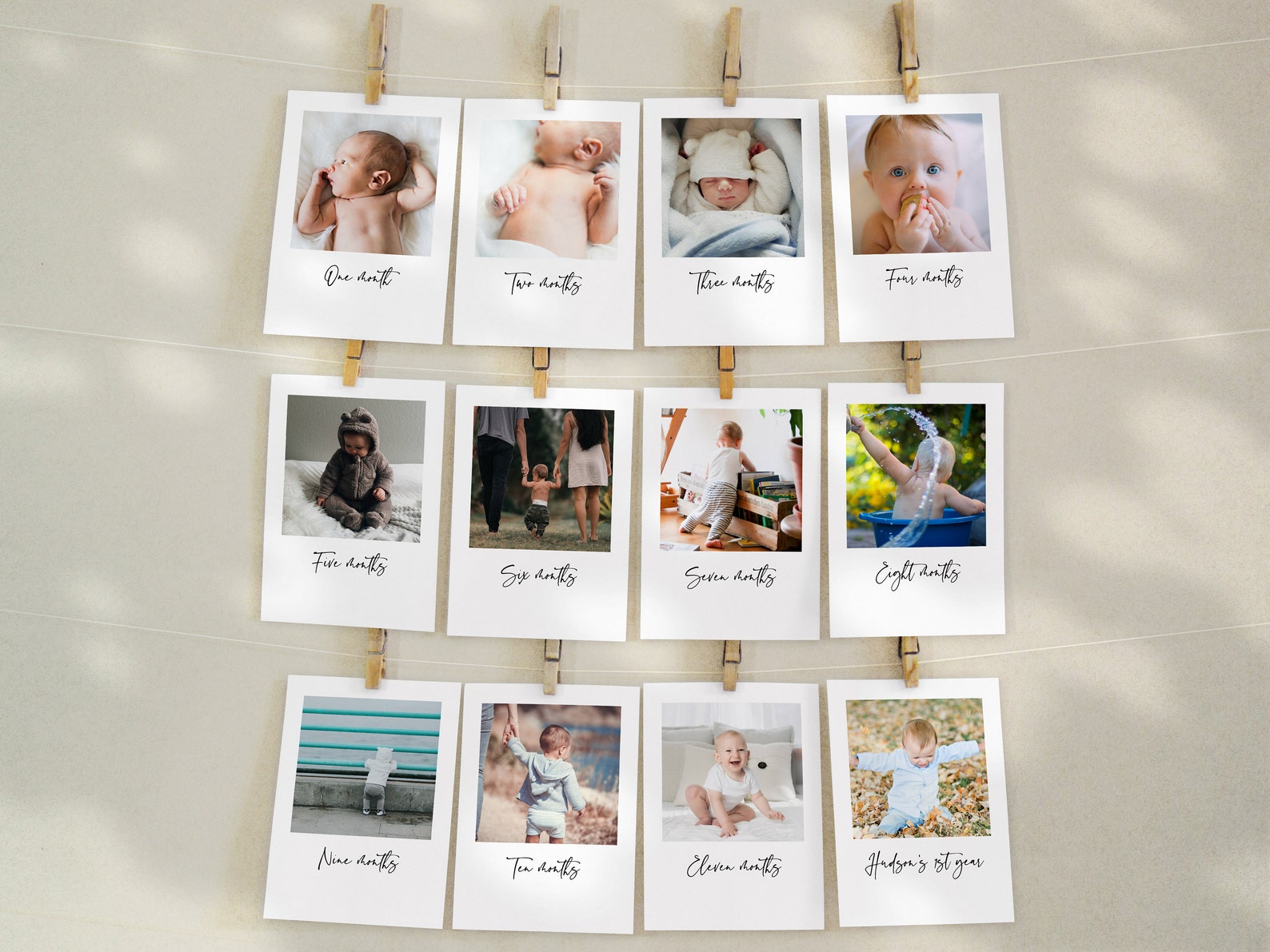 First Year Photos 1st Birthday Photo Display Banner Monthly - Etsy