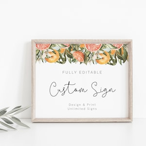 Citrus Custom Sign Template, Summer Orange Bridal Shower, Table Sign ...