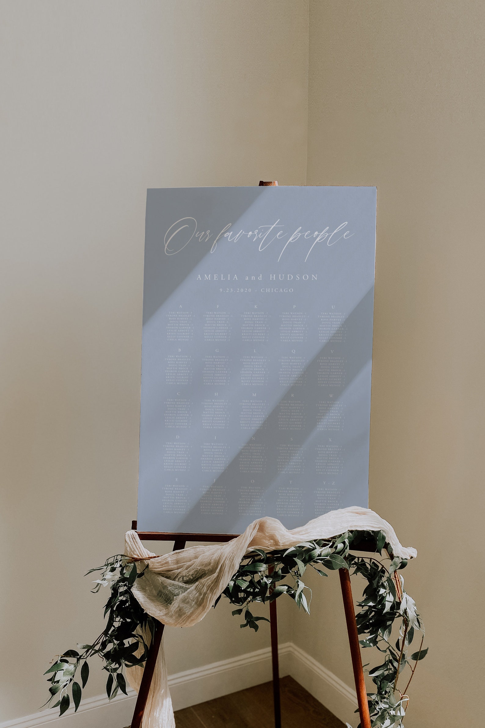 Dusty Blue Seating Chart Poster, Printable Wedding Seating Sign, Dusty ...