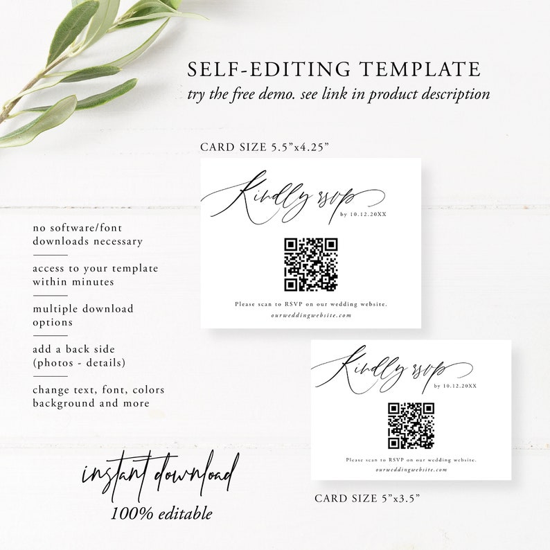 QR Code Response Card RSVP Online Elegant Wedding Reply - Etsy