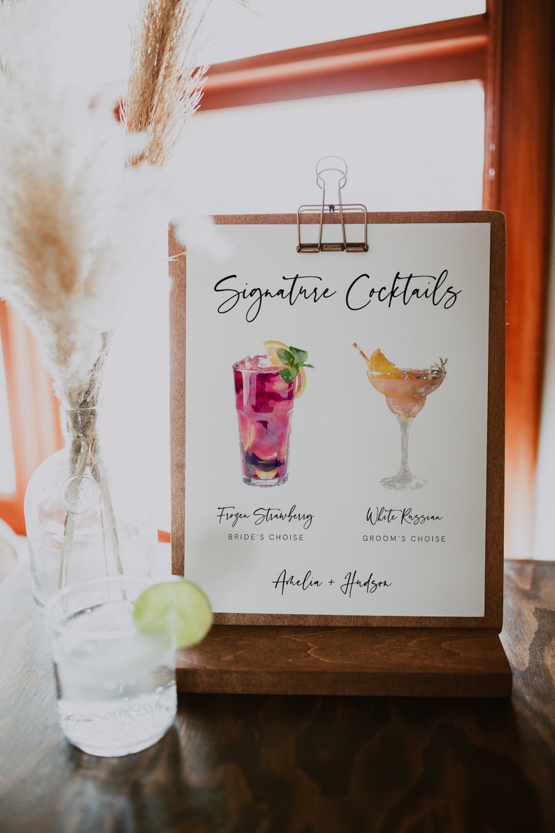 Printable Signature Cocktails Sign, Editable Bar Menu Template (digital ...