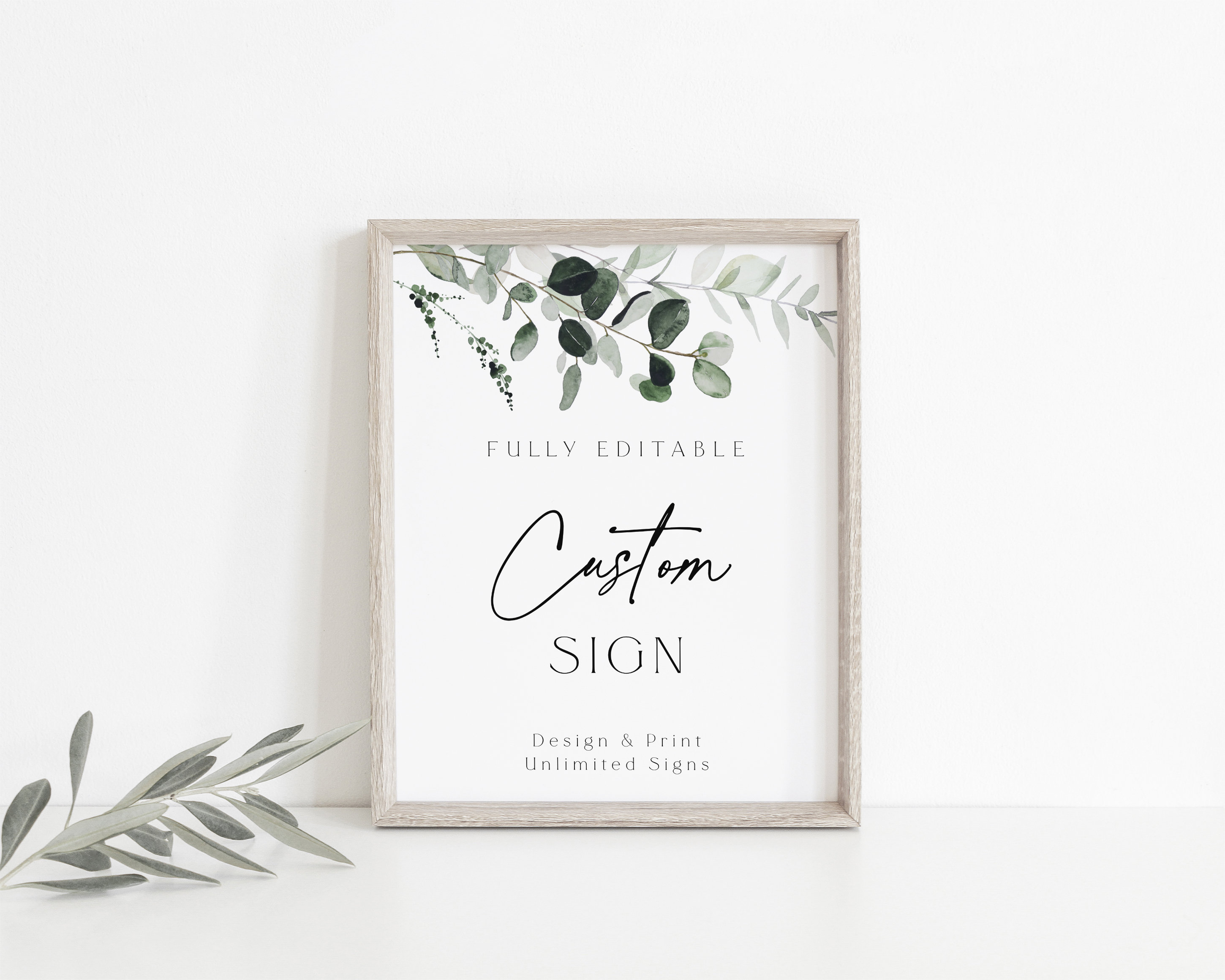 Greenery Custom Sign Template Greenery Baby Shower Table - Etsy