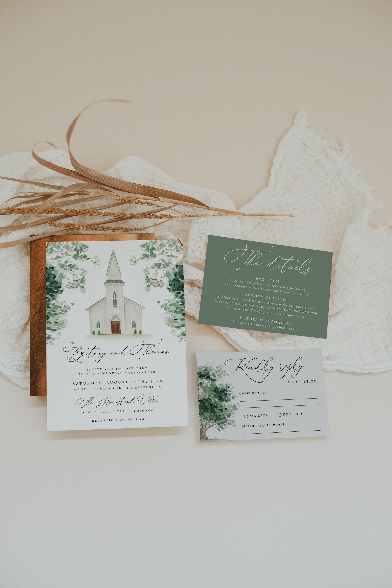 Chapel Wedding Invitation Set Template Editable Printable - Etsy