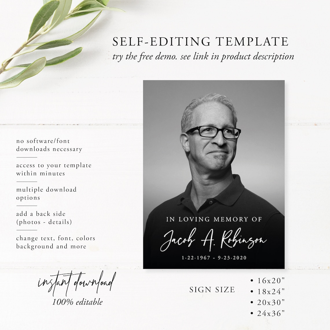 In Loving Memory Sign Funeral Welcome Sign Editable Poster - Etsy