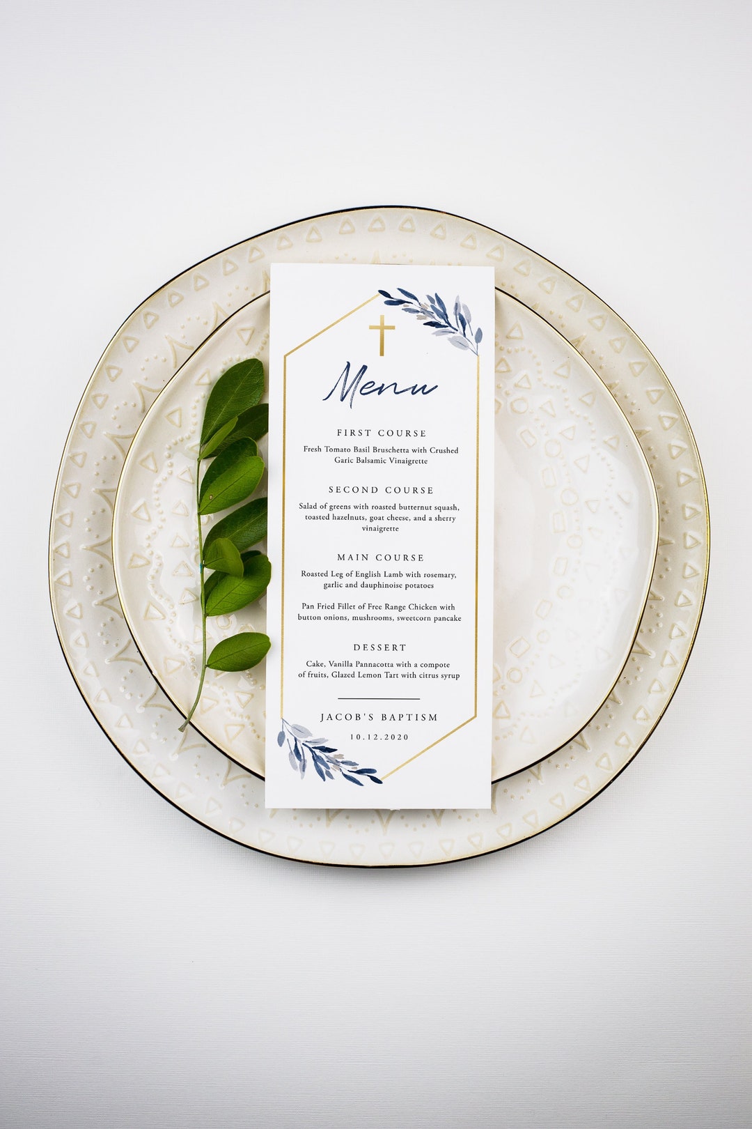 Greenery Baptism Menu Template, Editable Baptism Menu, Printable Menu ...