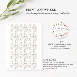 Round Favor Tag Template, Wildflower Round Tag Square Tag, Wildflower ...