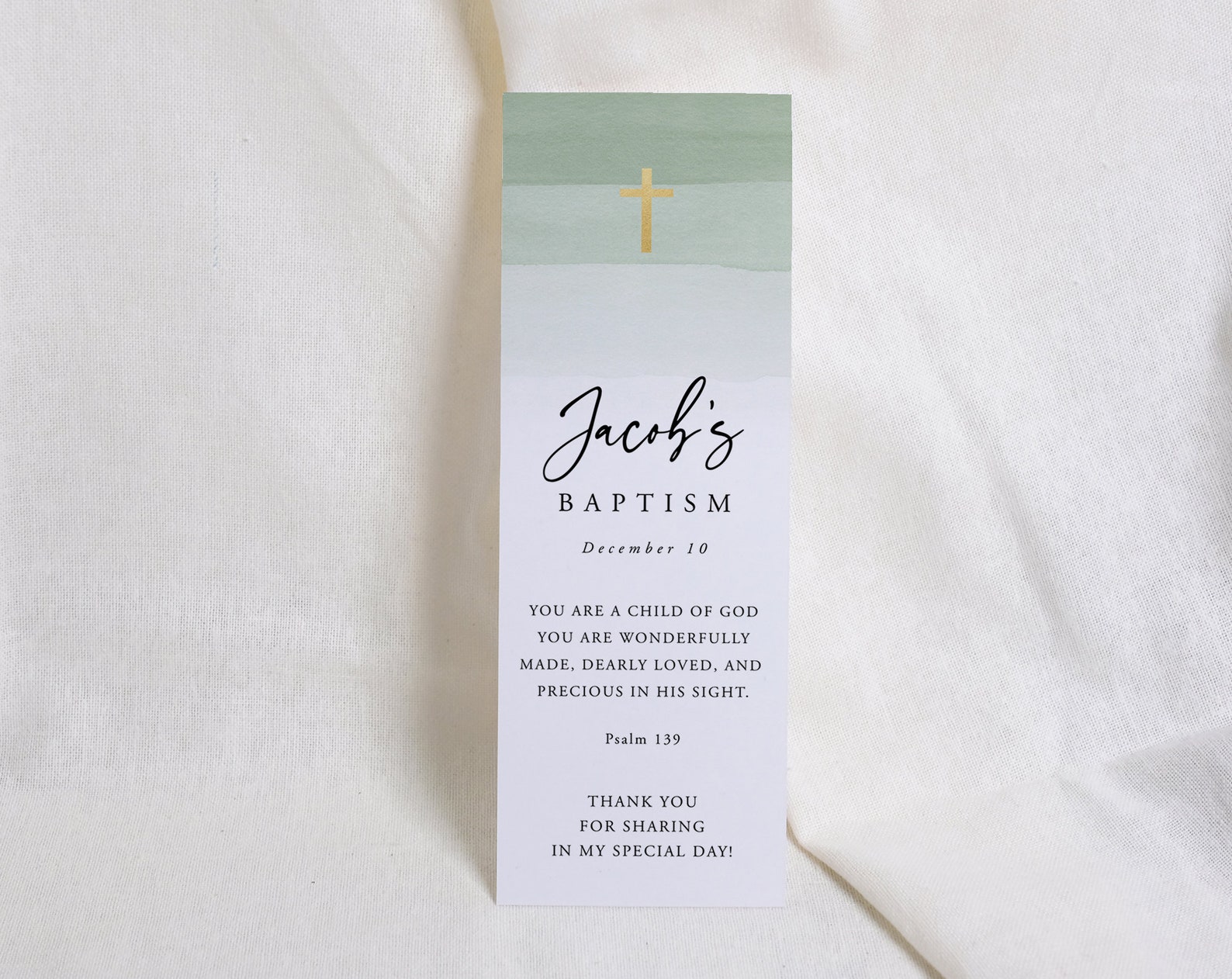 Baptism Bookmark Template, Instant Download, Editable Bookmark Keepsake ...