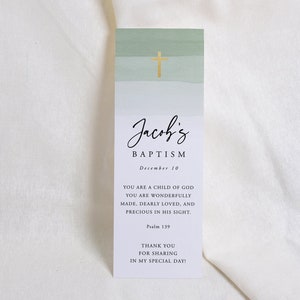 Baptism Bookmark Template, Instant Download, Editable Bookmark Keepsake ...