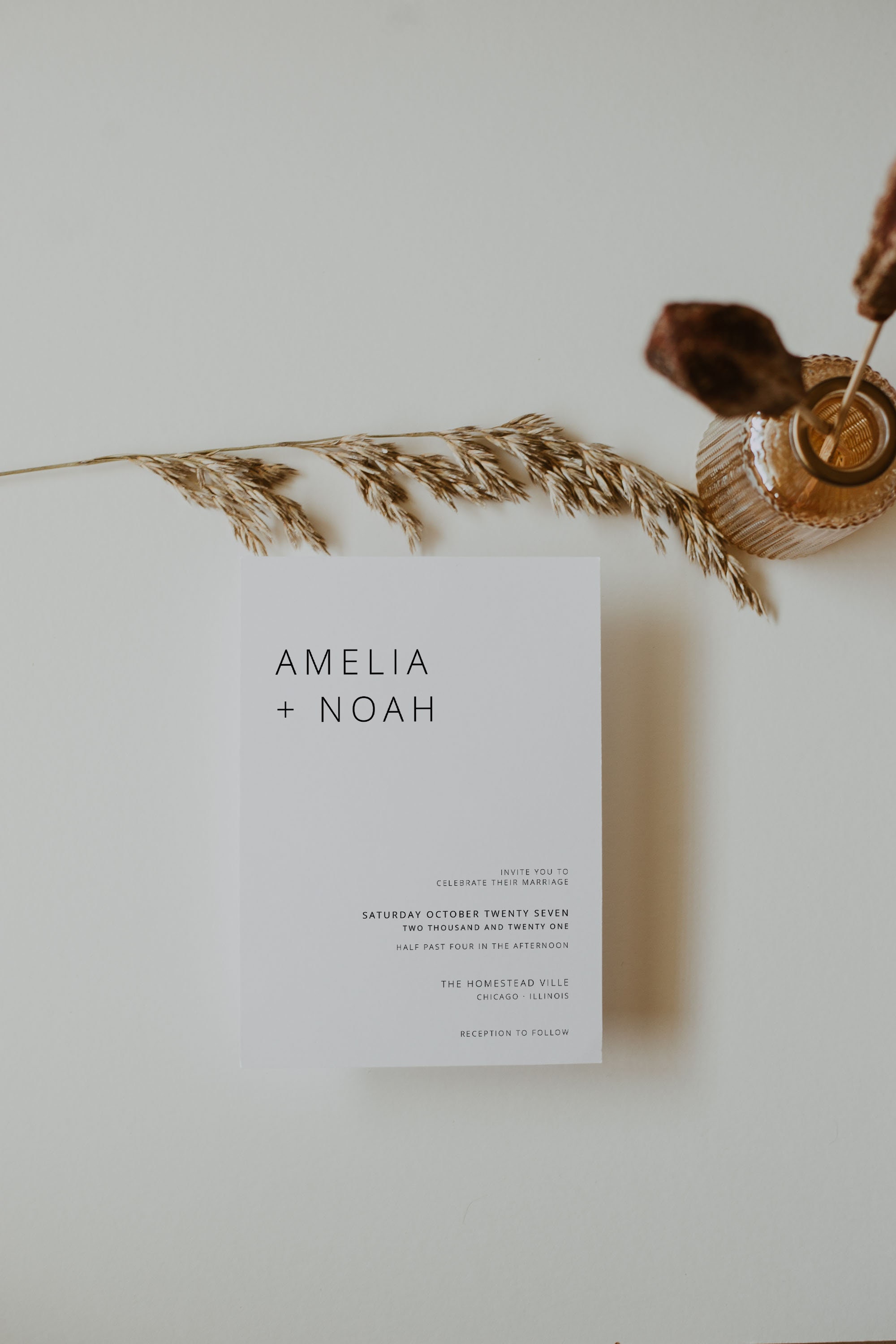 Minimalist Wedding Invitation Template, Modern Wedding, Simple Wedding ...